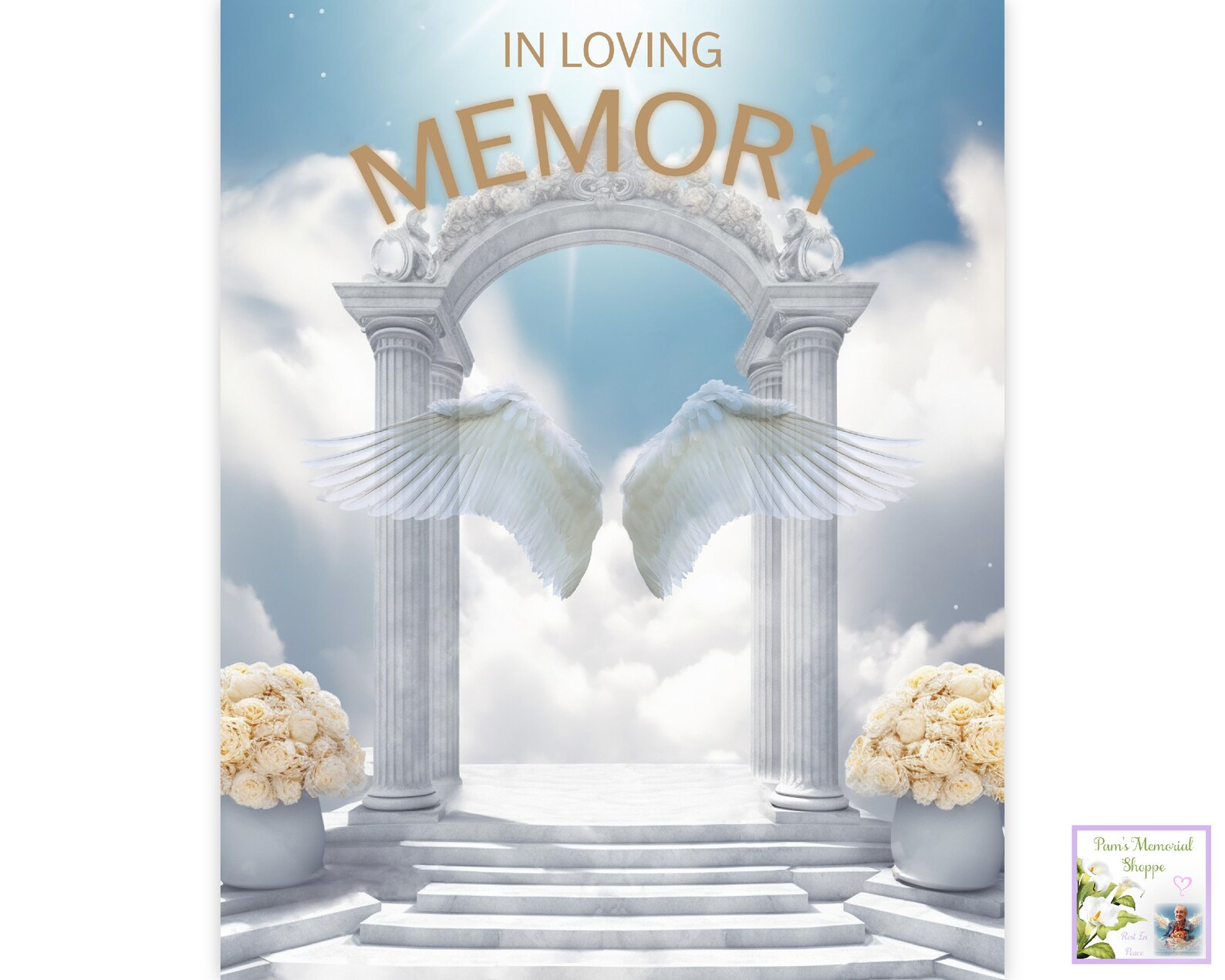 In Loving Memory PNG, Heavens Gate, Cloudy Sky Memorial Background ...