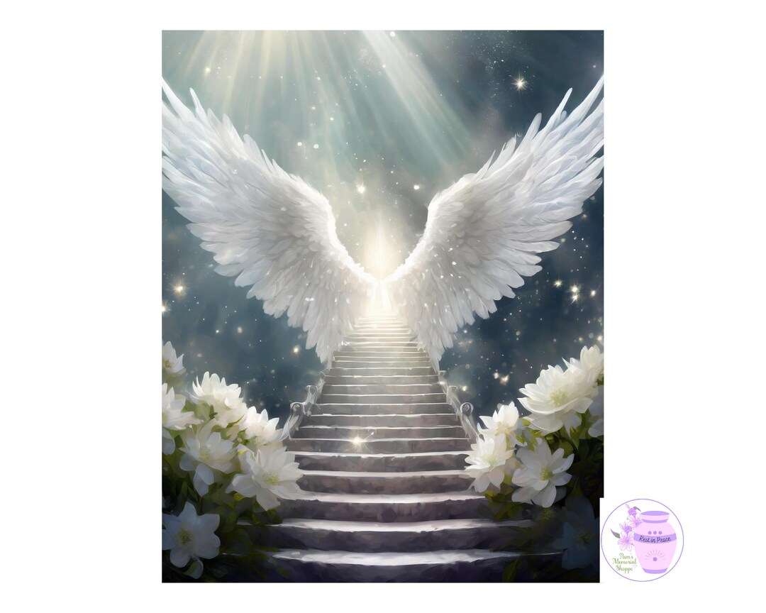 In Loving Memory Background With Large White Flowers, Stairway to ...