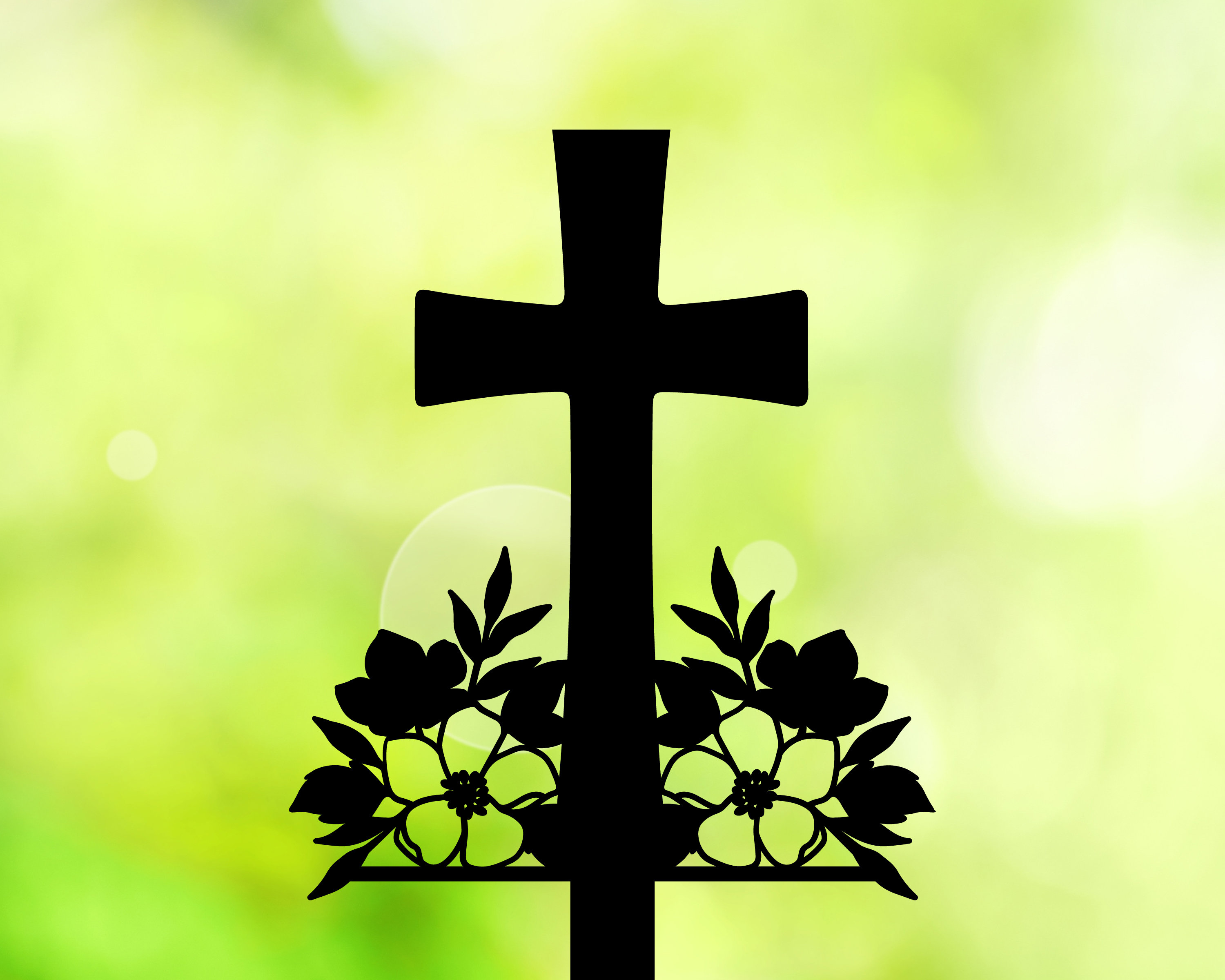 Memorial Cross With Flowers SVG, Grave Marker Stake, in Loving Memory ...