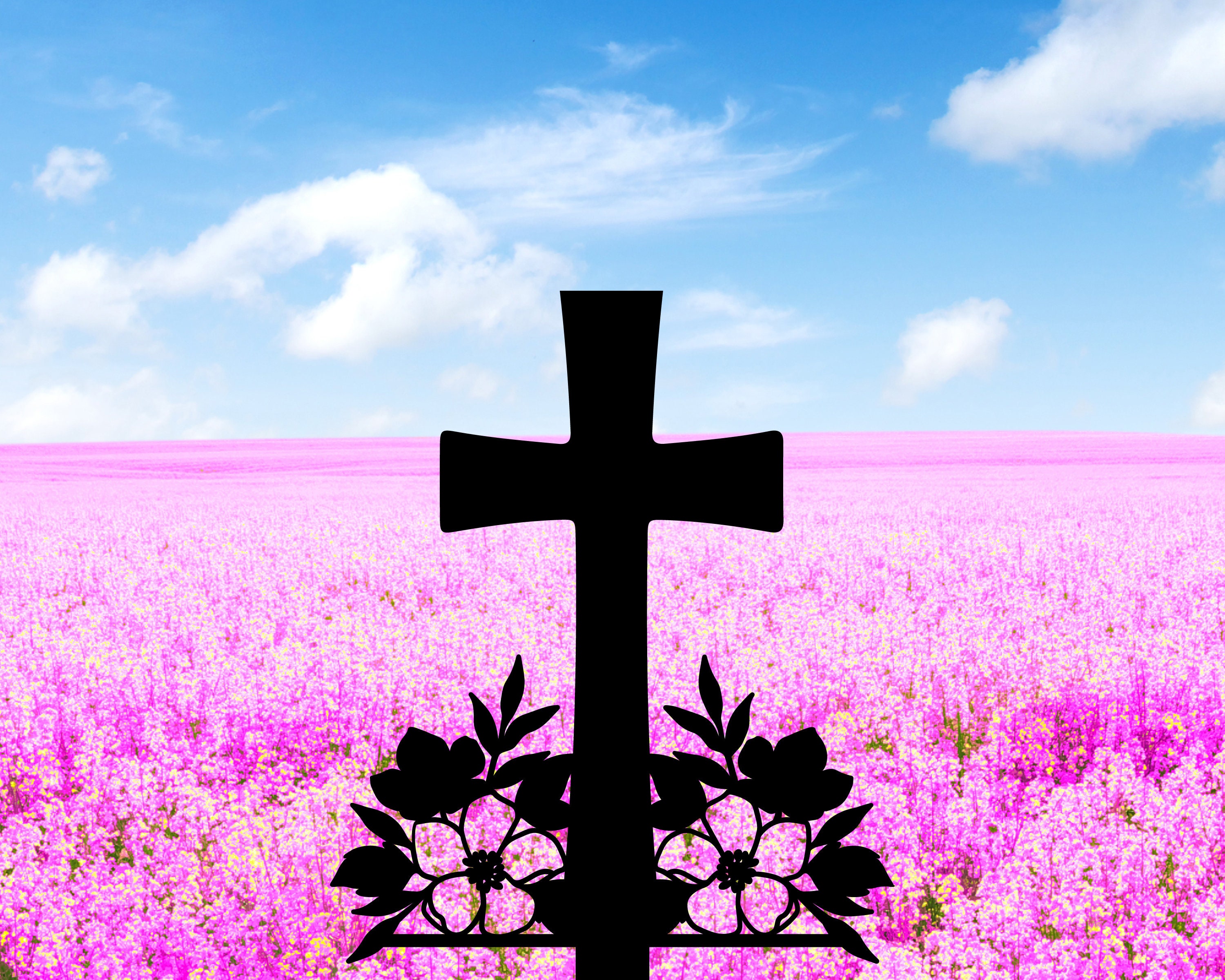 Memorial Cross With Flowers SVG, Grave Marker Stake, in Loving Memory ...