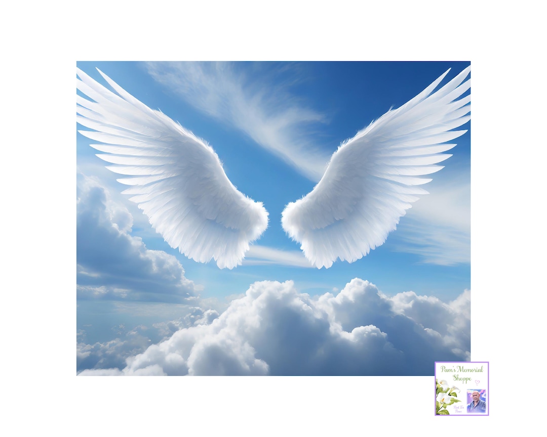In Loving Memory Memorial Background With Serene Angel Wings PNG, Blue ...