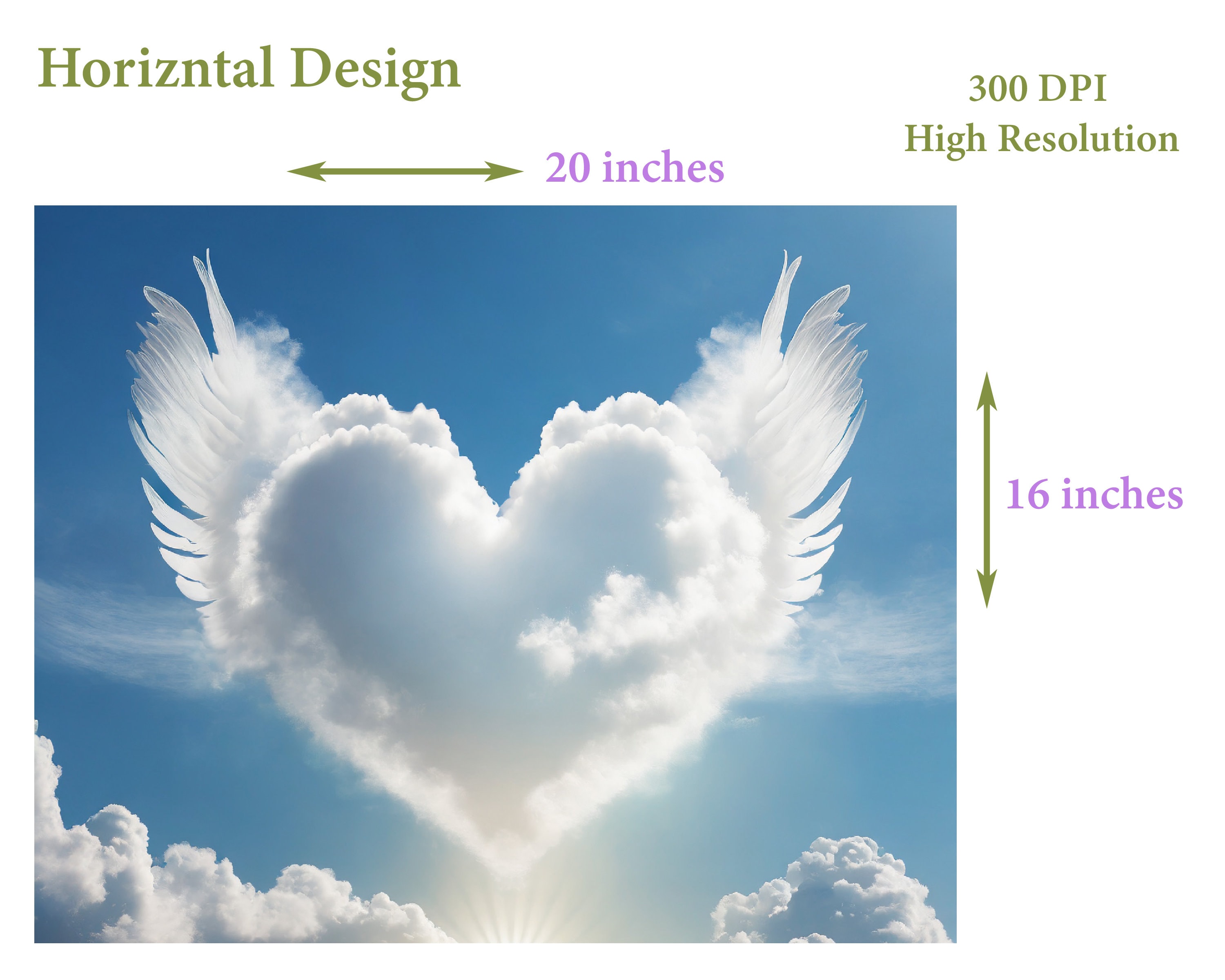 Memorial Image With Wings and Cloud Heart, DIY Design, in Loving Memory ...
