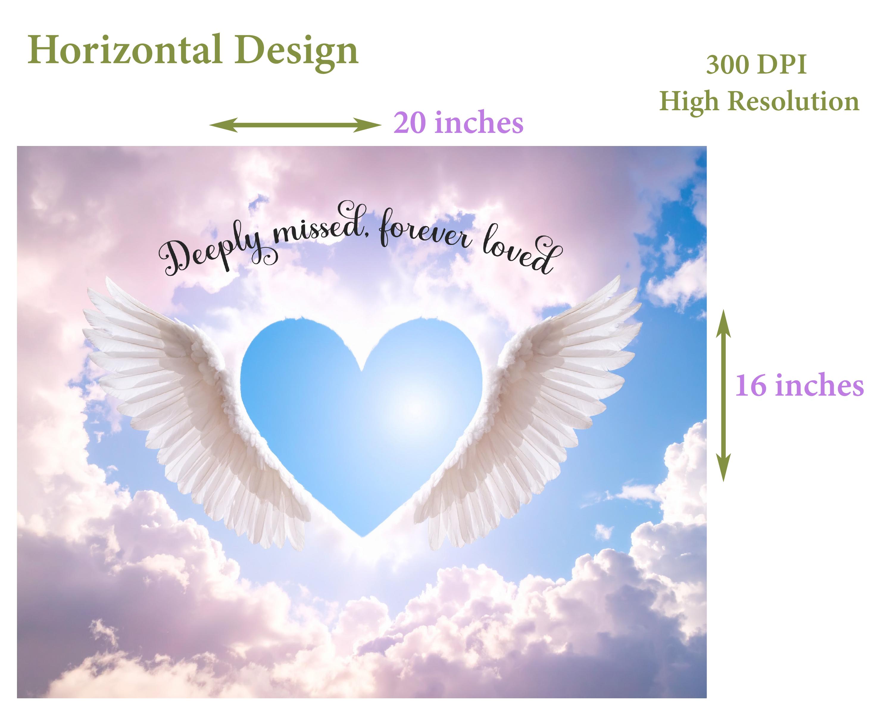 Deeply Missed Forever Loved With Pink Clouds, Heart and Angel Wings PNG ...