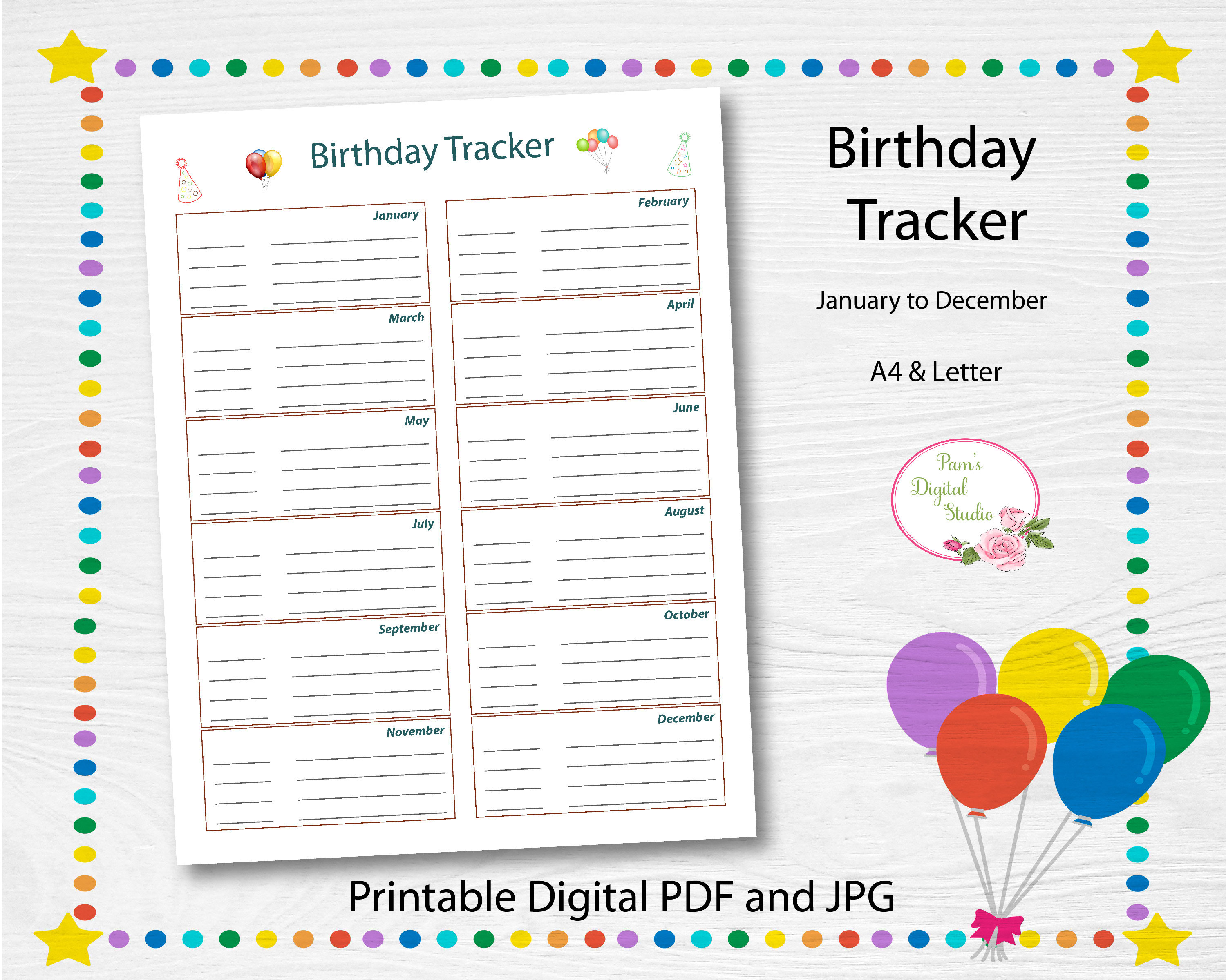 Printable Birthday Tracker