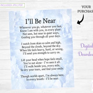 I'll Be Near Memorial Poem PNG, in Loving Memory, Loss of Loved One ...