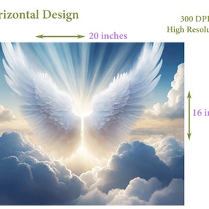 Memorial Image With White Angel Wings and Clouds in A Blue Sky, Ray of ...