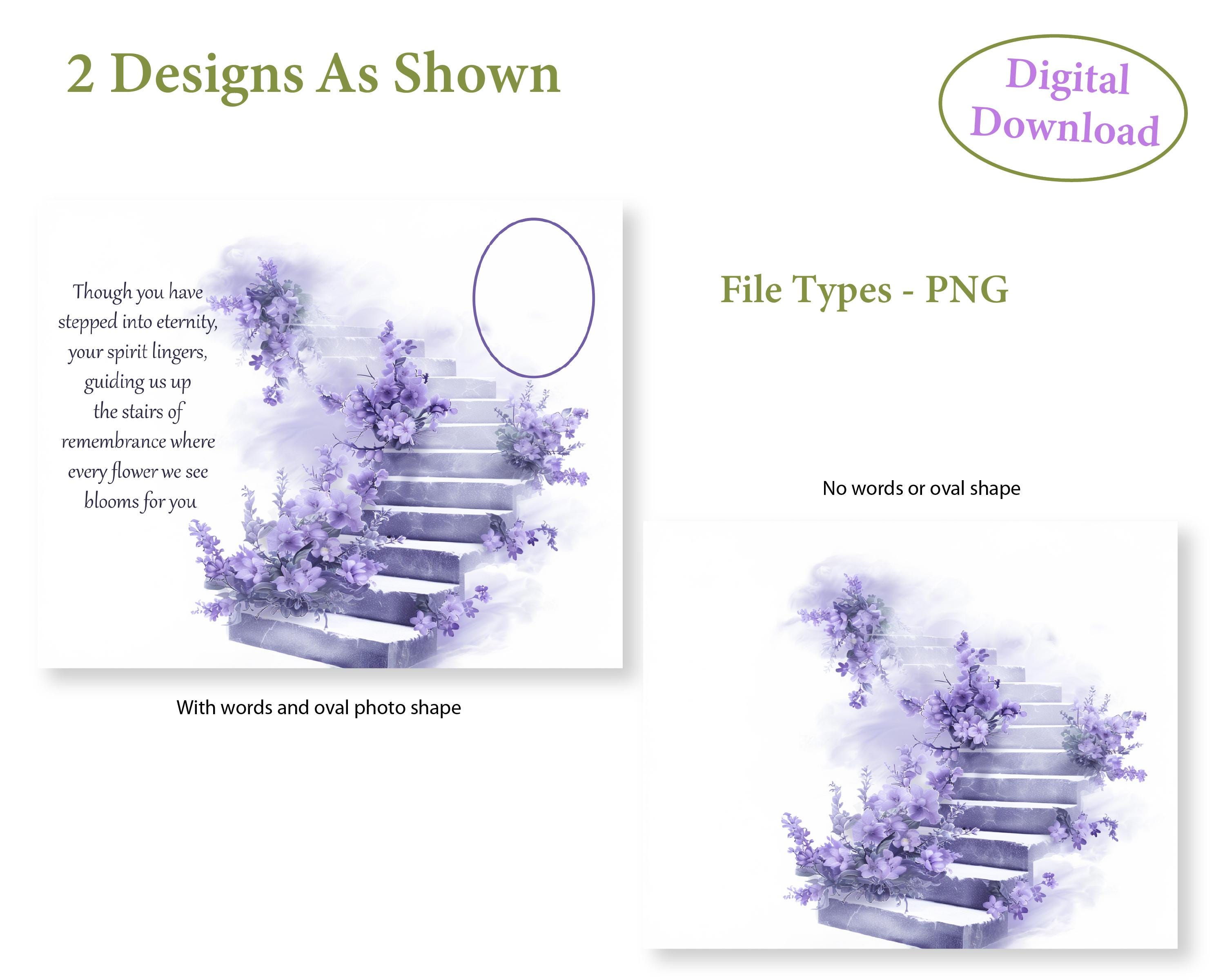 Purple Stairs With Flowers Memorial Background, Funeral Program, Loss ...