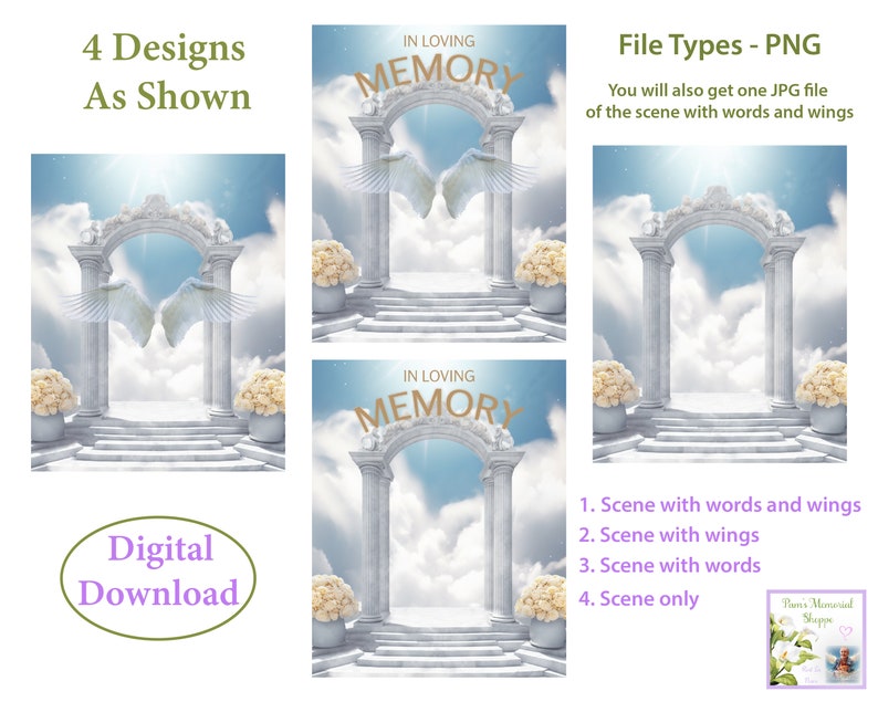 In Loving Memory PNG, Heavens Gate, Cloudy Sky Memorial Background ...