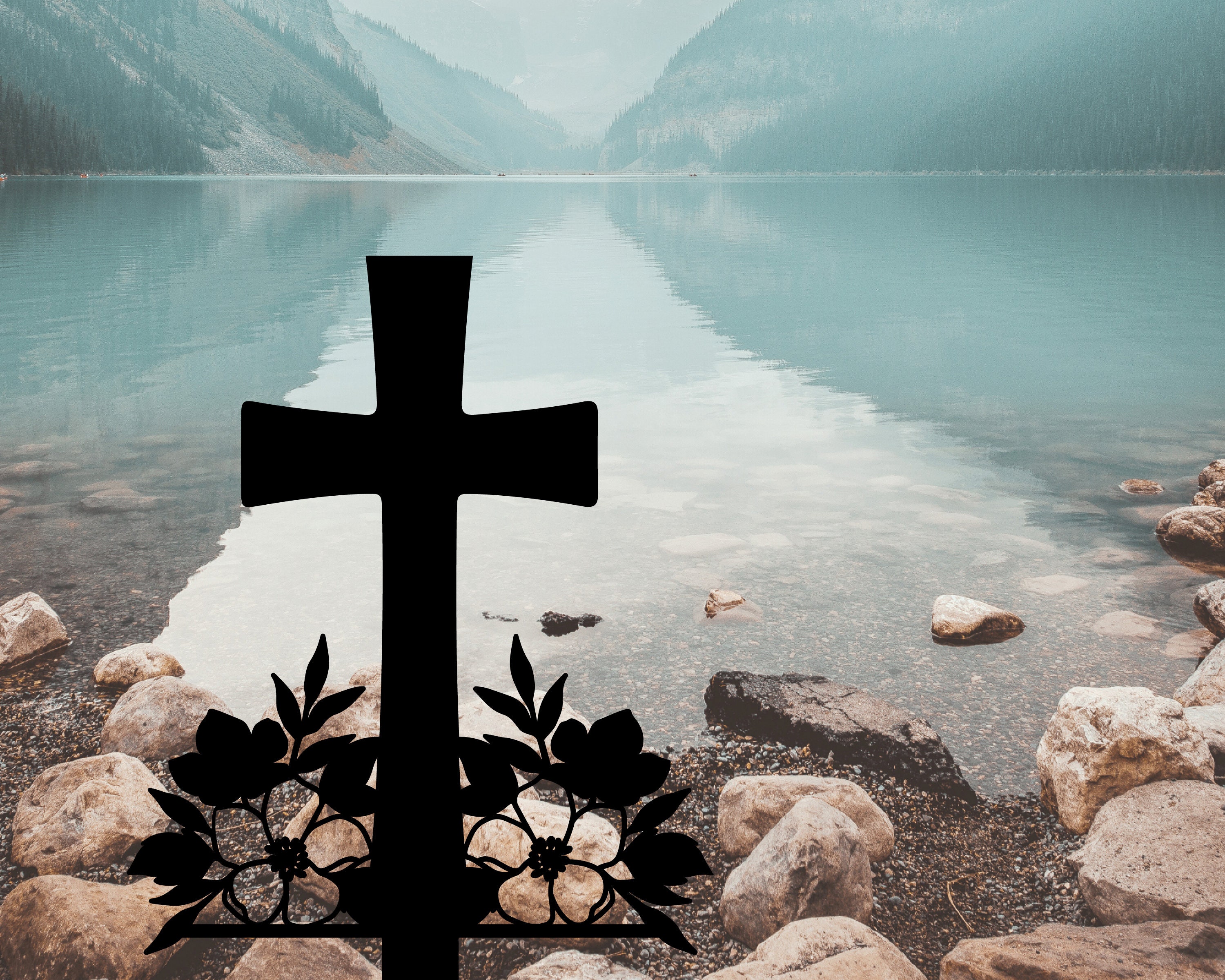 Memorial Cross With Flowers SVG, Grave Marker Stake, in Loving Memory ...