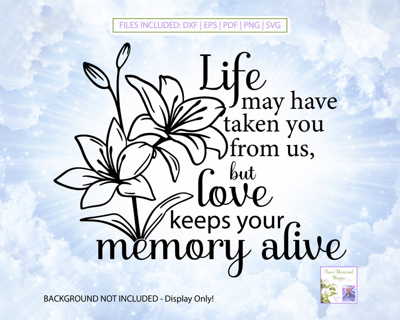 Loss of Loved One, Memorial Quote, Love Keeps Your Memory Alive ...