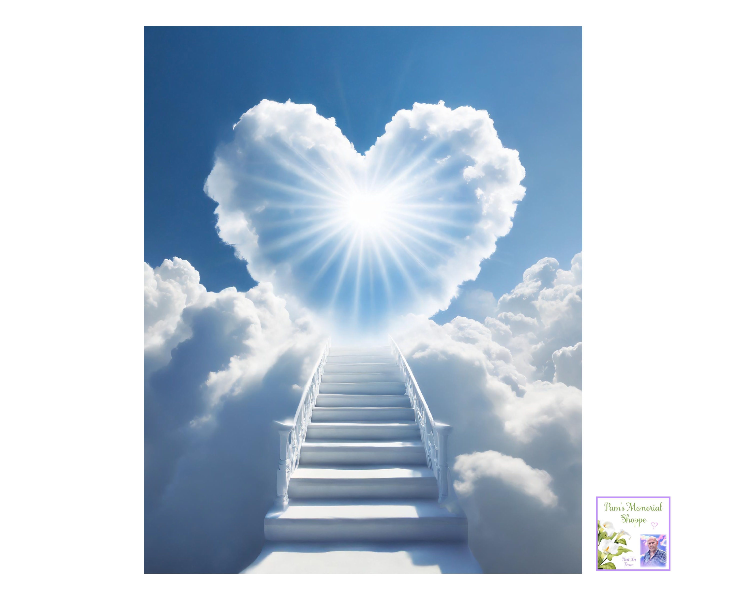In Loving Memory Memorial Background PNG, Stairs to Heaven, Ray of ...