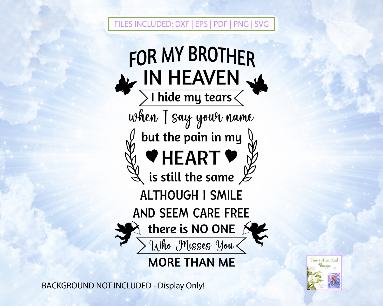Brother in Heaven SVG, in Loving Memory, I Hide My Tears, My Brother is ...