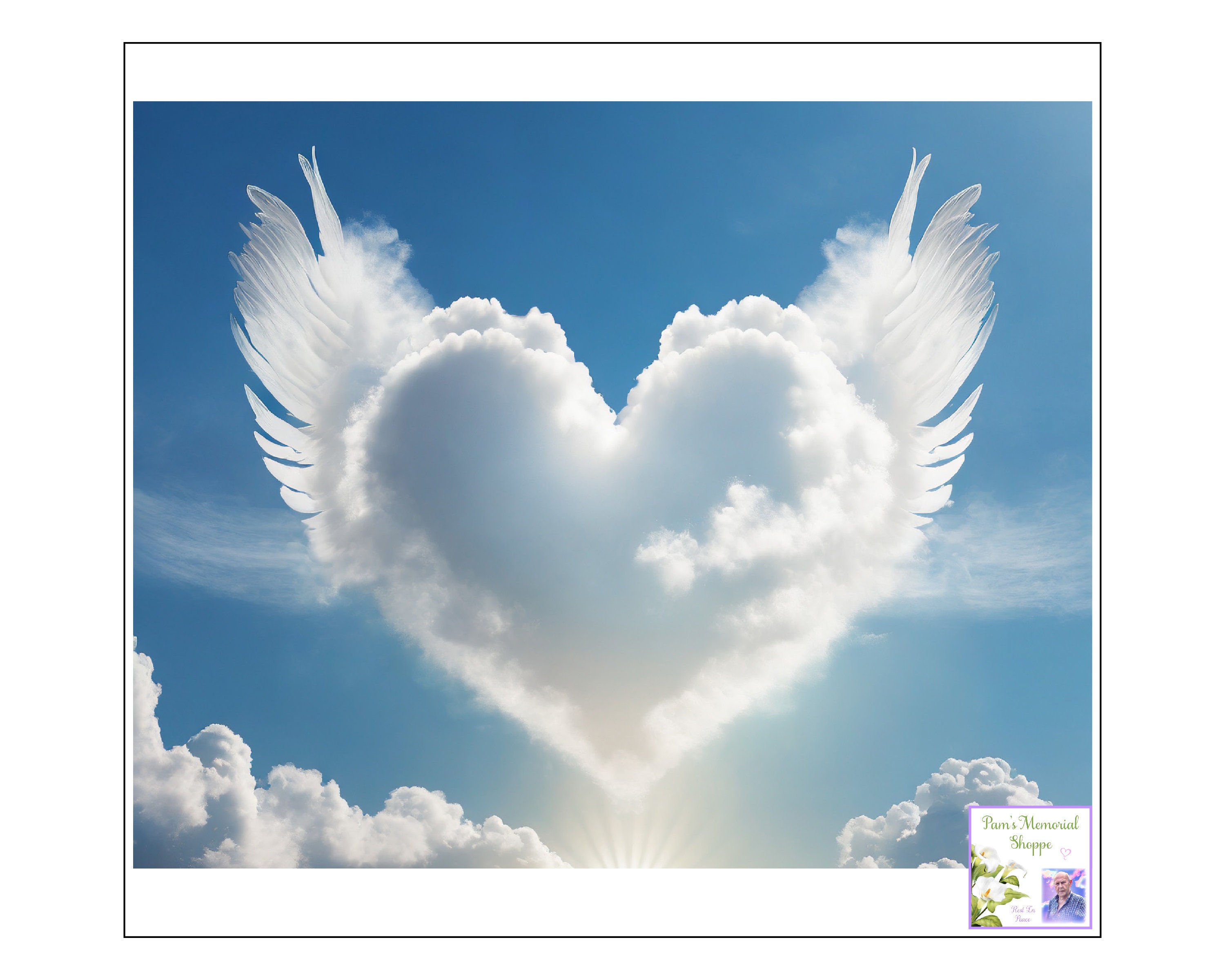 Memorial Image With Wings and Cloud Heart, DIY Design, in Loving Memory ...