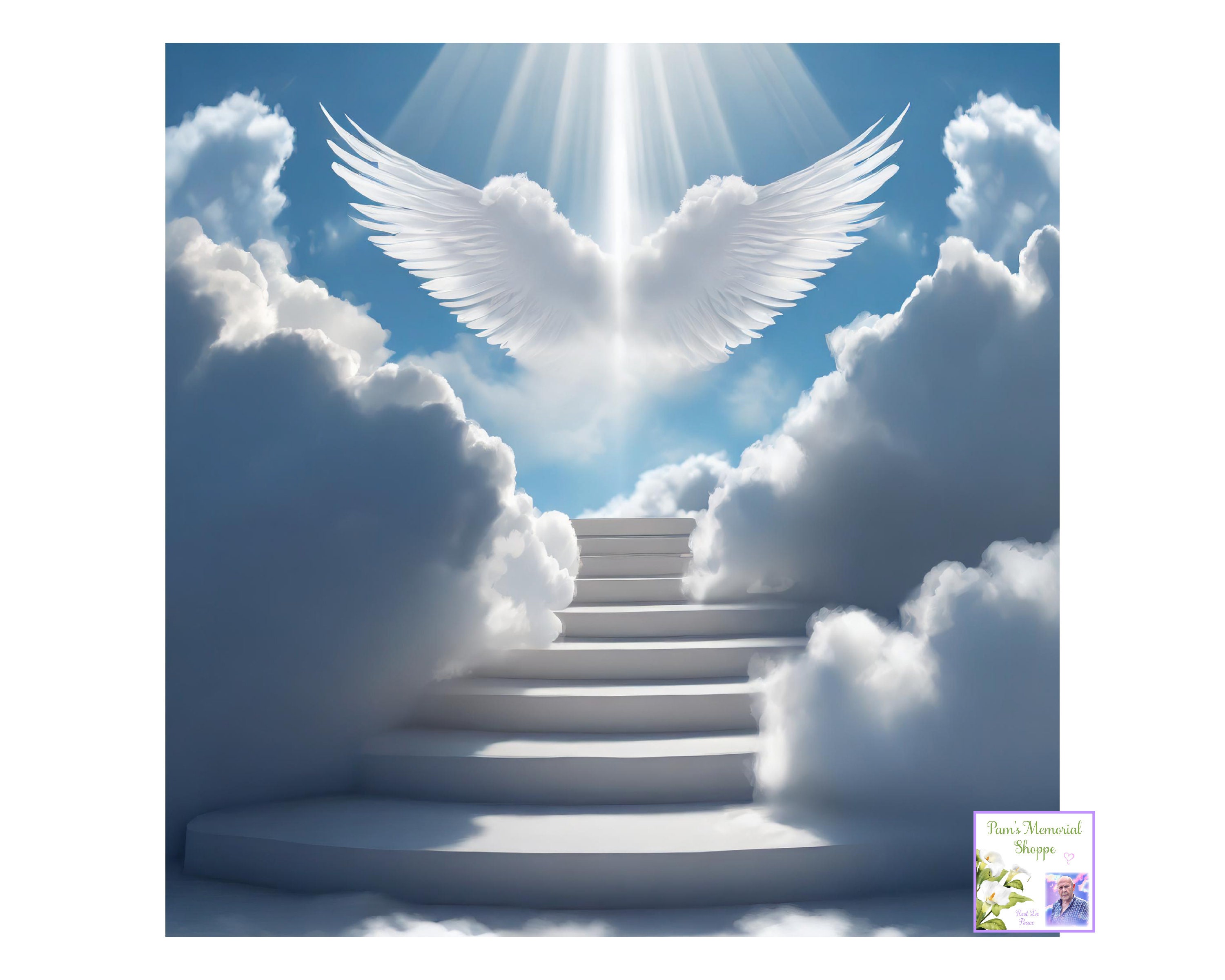 In Loving Memory PNG, Memorial Background, Stairway to Heaven, Angel ...