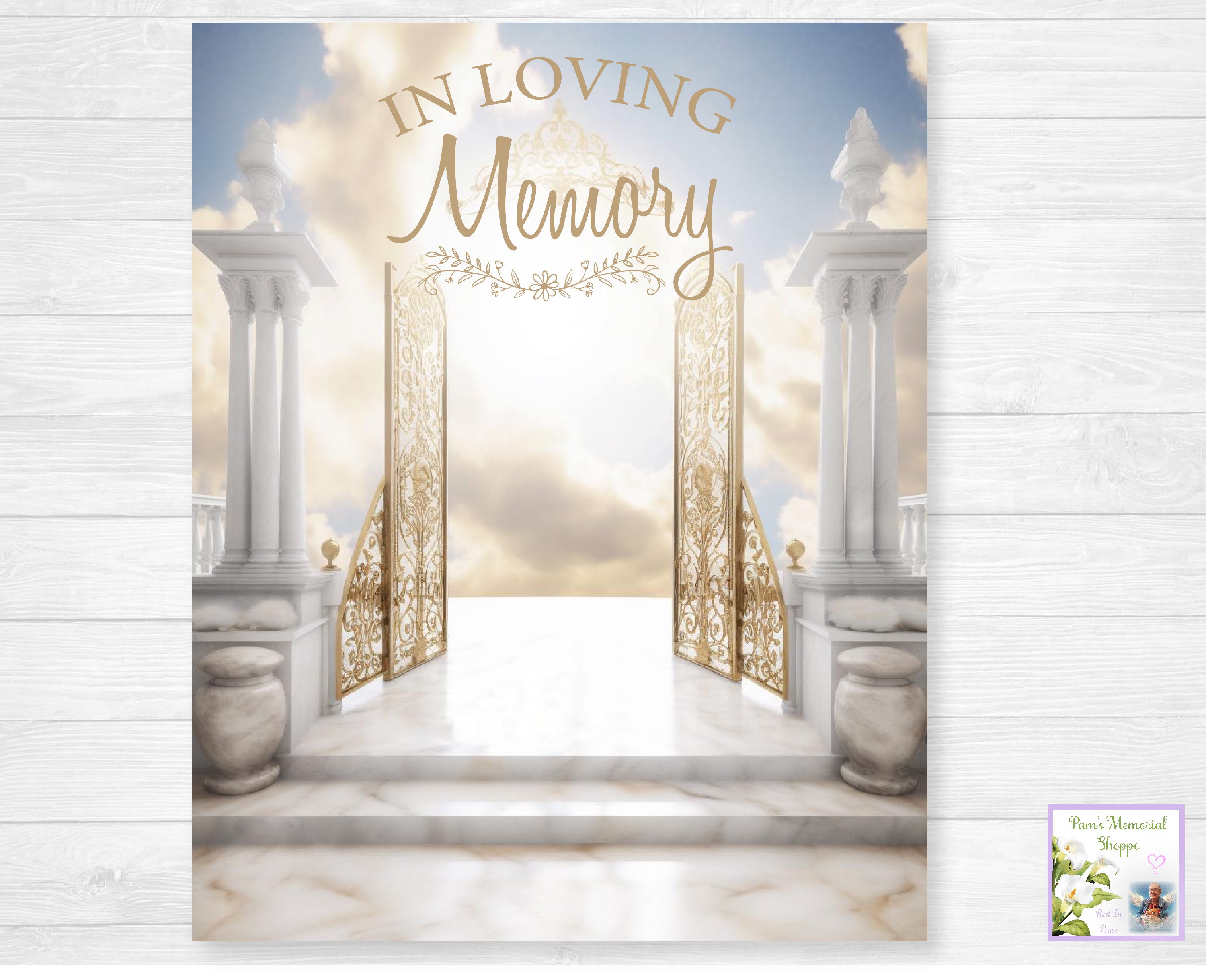 In Loving Memory PNG, Memorial Background, Stairs to Heaven, Golden ...
