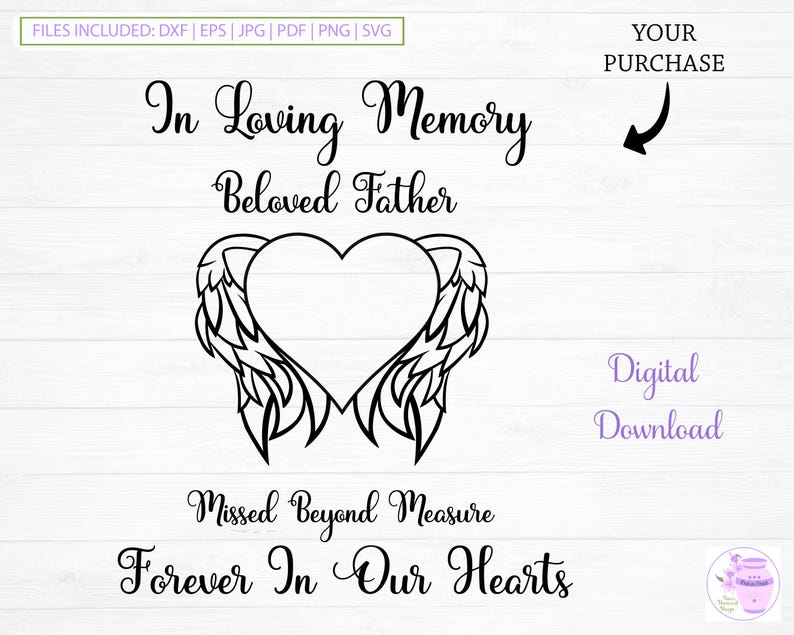 In Loving Memory Beloved Father SVG, Missed Beyond Measure, Forever in ...