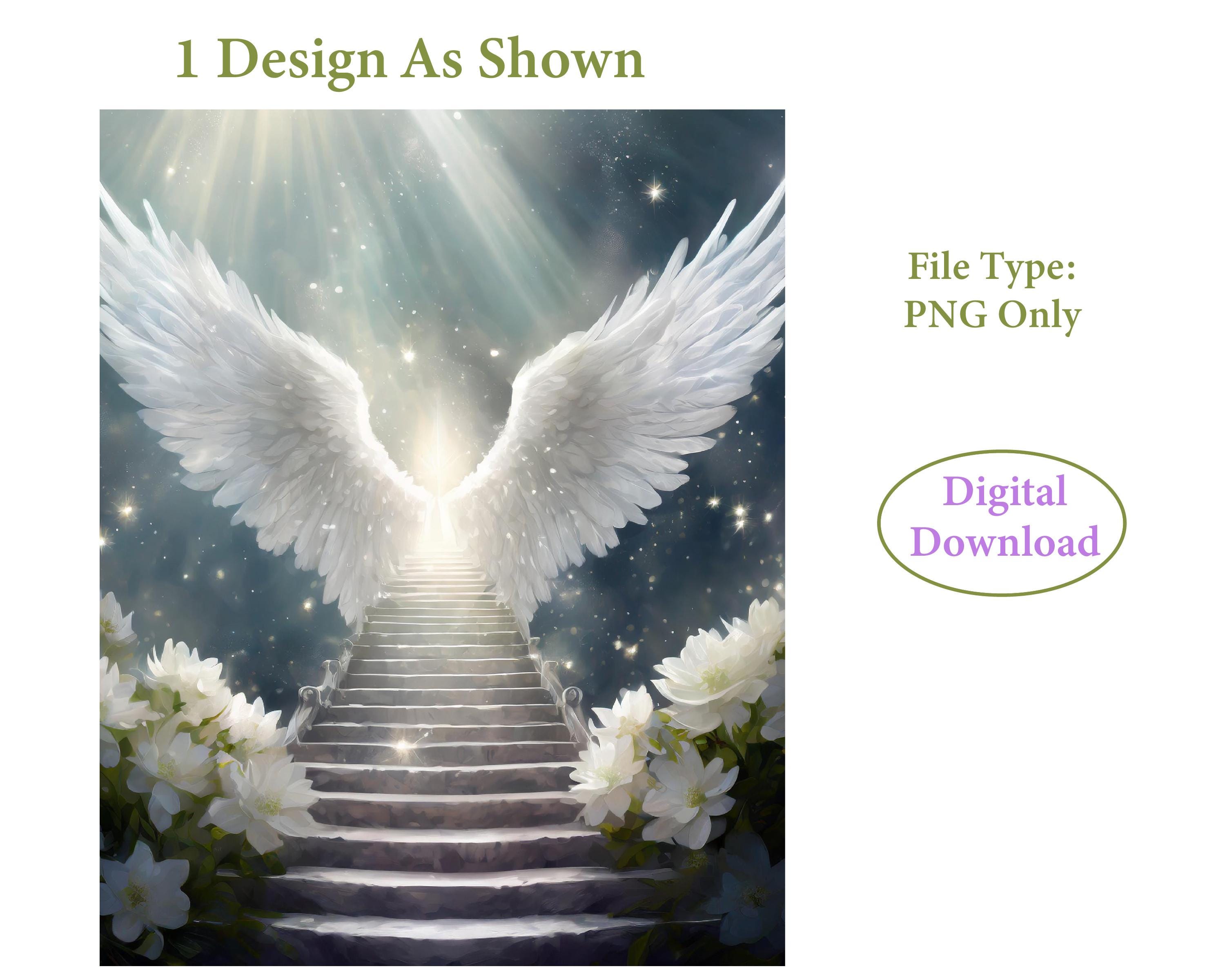 In Loving Memory Background With Large White Flowers, Stairway to ...