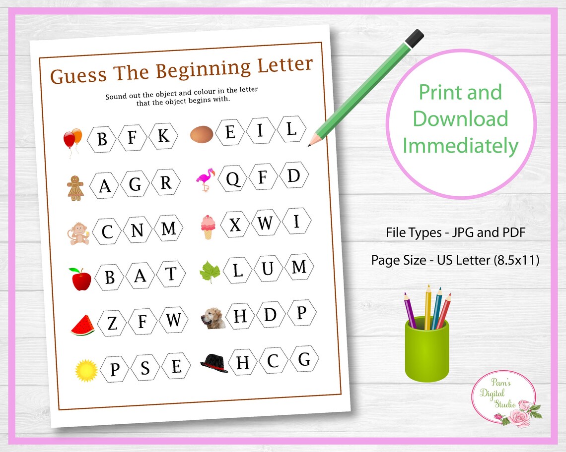 Spelling Worksheet Guess The Letter Learning To Spell | Etsy