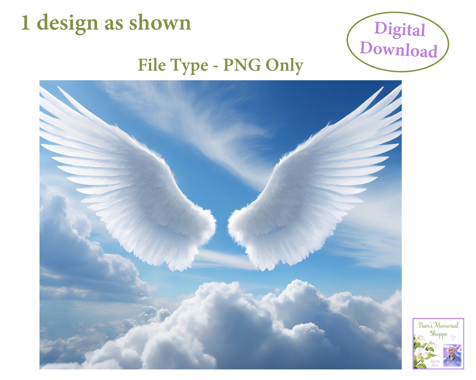 In Loving Memory Memorial Background With Serene Angel Wings PNG, Blue ...