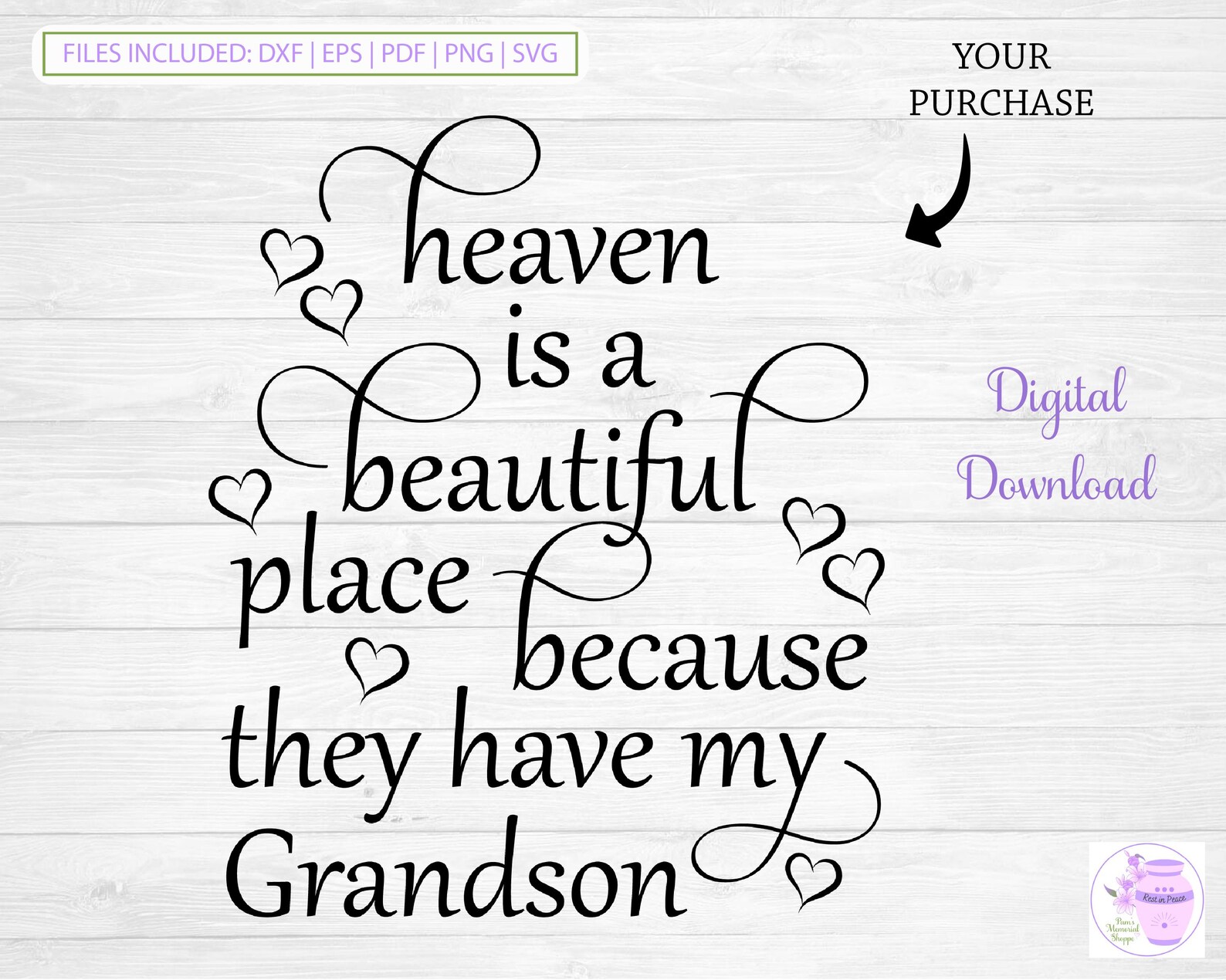 Heaven is A Beautiful Place Grandson SVG, in Loving Memory, Remembering ...