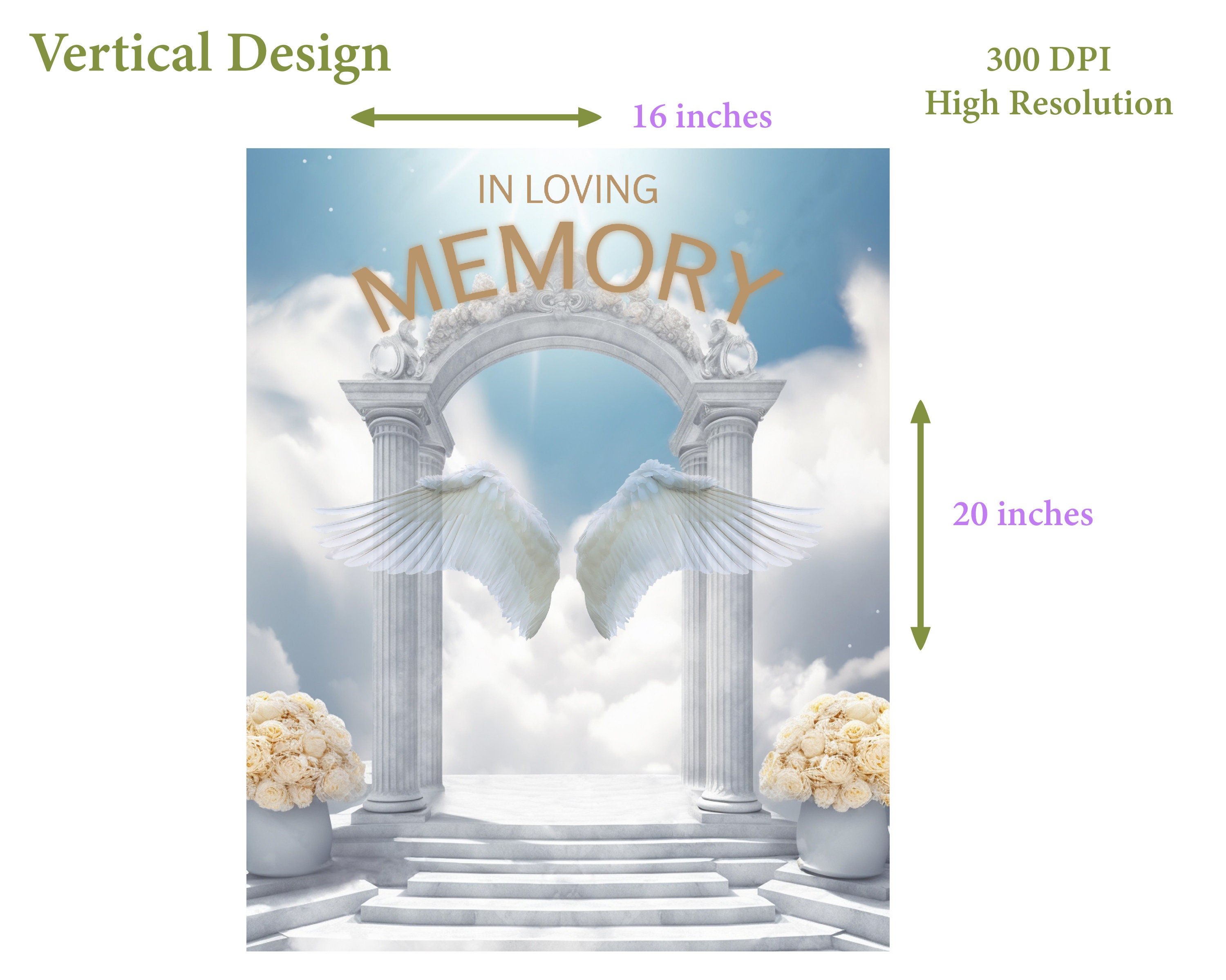 In Loving Memory PNG, Heavens Gate, Cloudy Sky Memorial Background ...