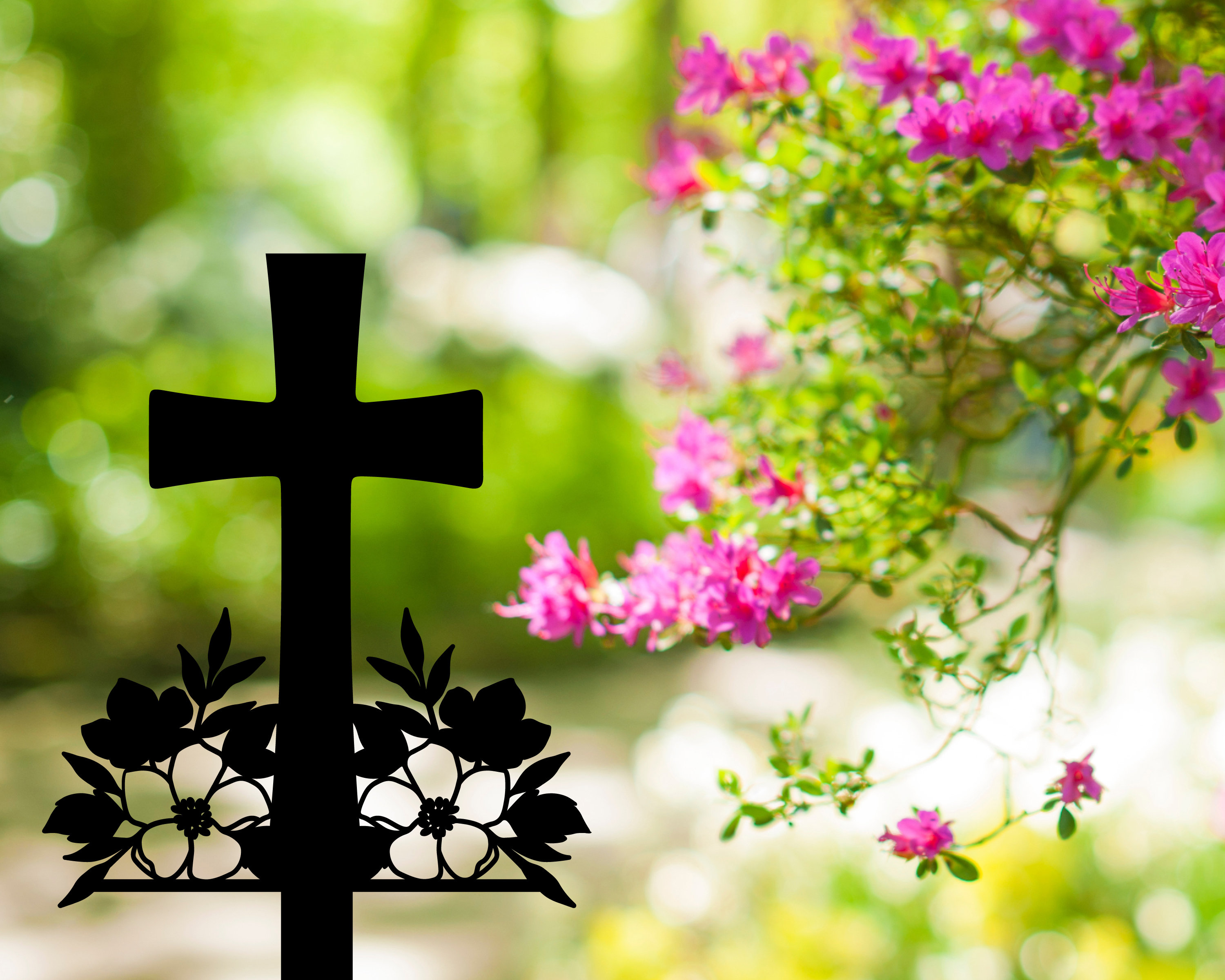 Memorial Cross With Flowers SVG, Grave Marker Stake, in Loving Memory ...