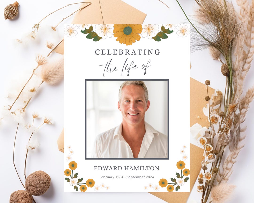Editable Funeral Welcome Poster, Celebrating the Life Of, Chrysanthemum ...