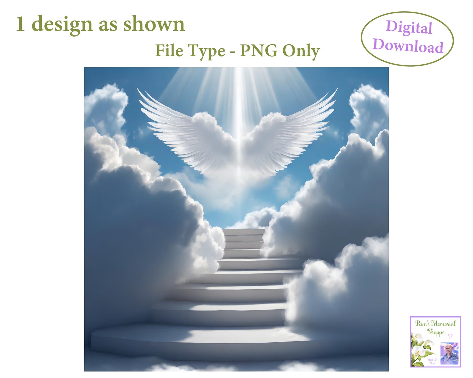 In Loving Memory PNG, Memorial Background, Stairway to Heaven, Angel ...