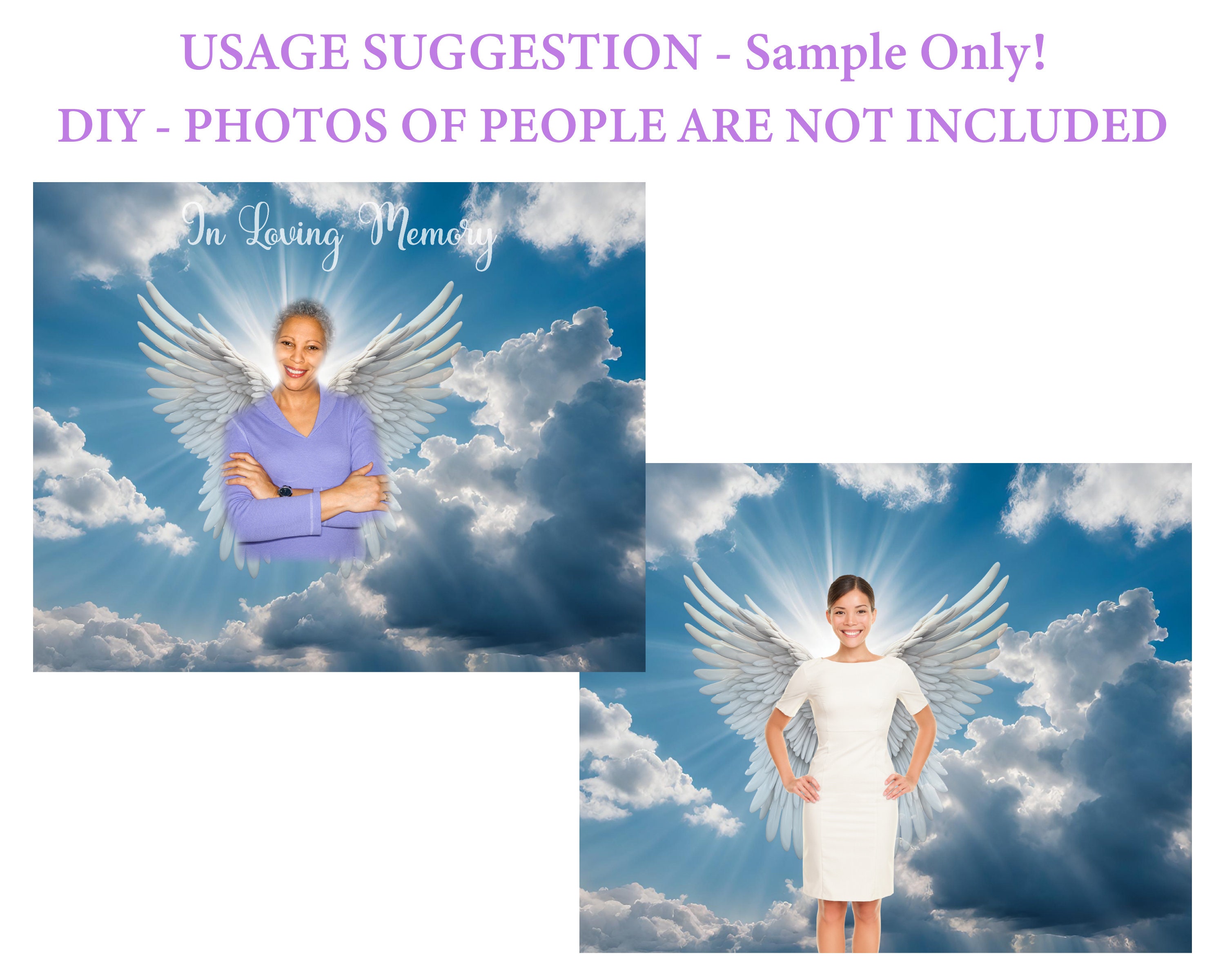Sky With Clouds and Ray of Light, in Loving Memory PNG, Angel Wings ...