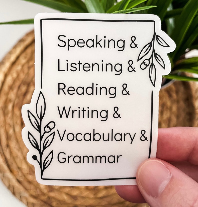 ESL Grammar Terms CLEAR STICKER | Language Acquisition Sticker, Teacher ...