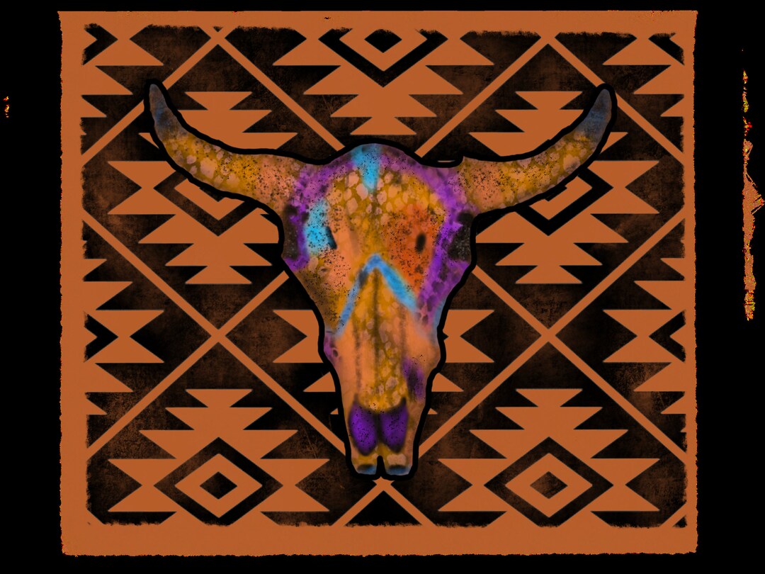 Aztec Cow Skull Digital Print/sublimation/dtf/dtg/ T Shirt File - Etsy
