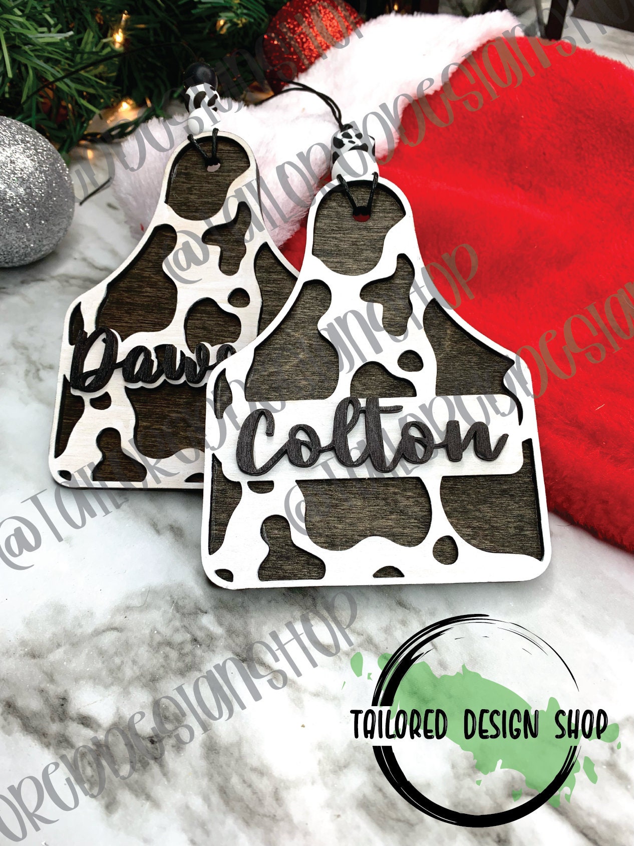 Cow Print Christmas Stocking Tags Digital Cut File - Etsy