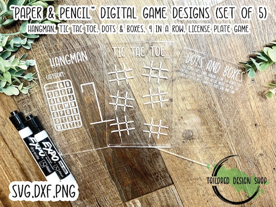 Paper and Pencil Game Digital Design/glowforge/cnc - Etsy