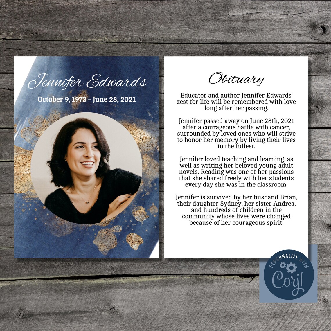 Editable Funeral Obituary/prayer Card I Obituary Template I - Etsy