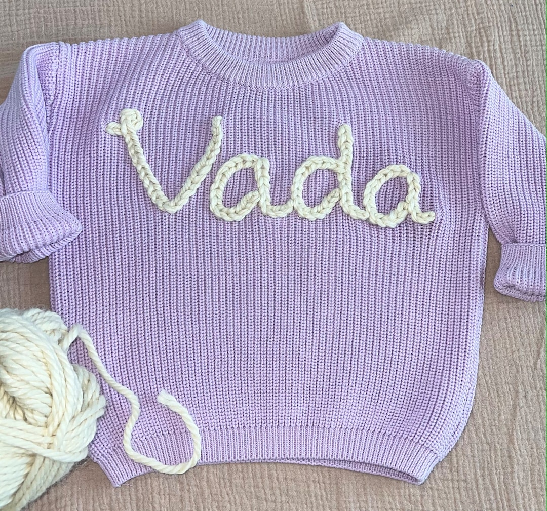 Hand Embroidered Name Sweater for Baby & Toddlers - Etsy