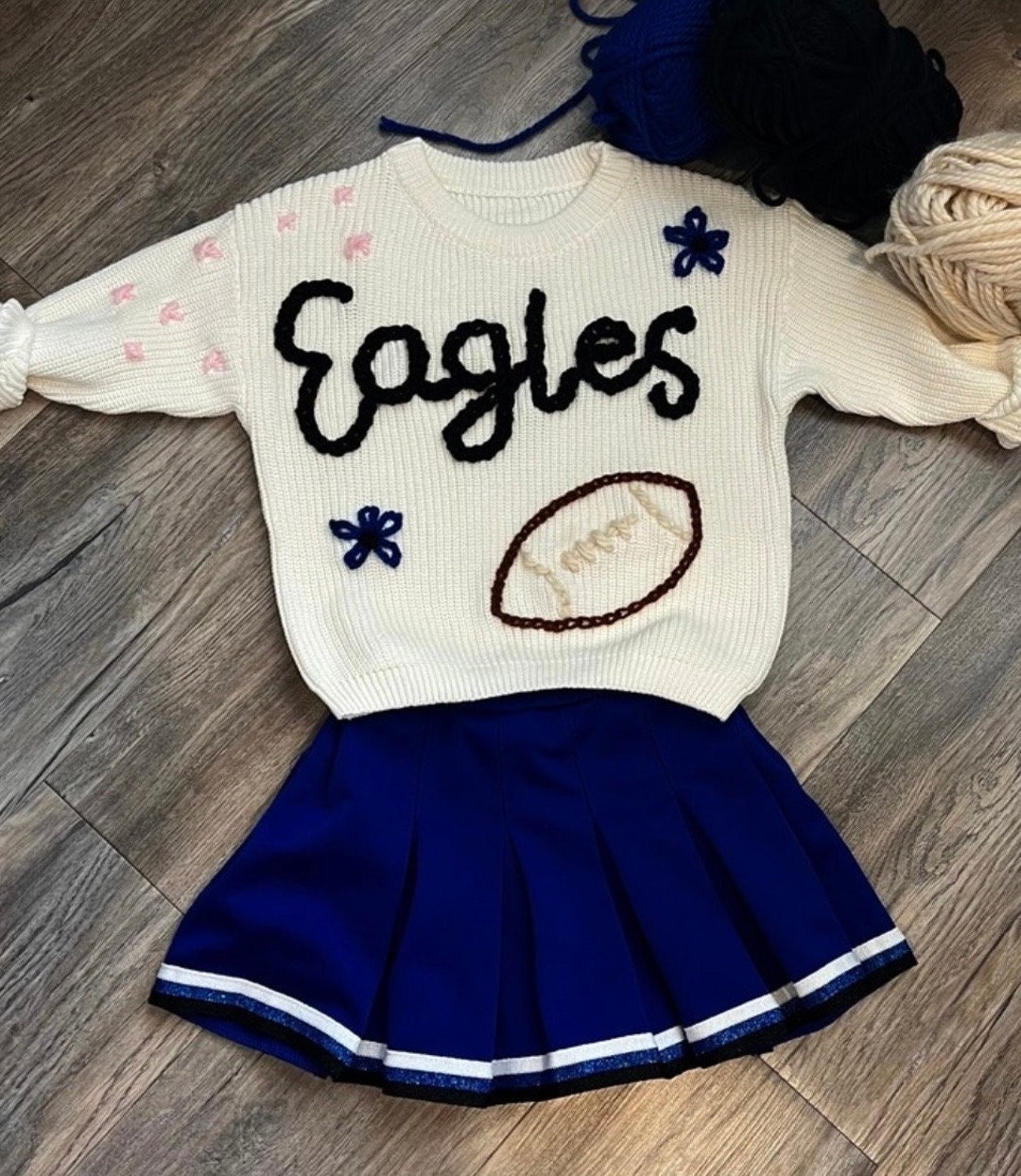 Hand Embroidered Football & Cheer Sweater Mascot Sweater Custom Sport ...