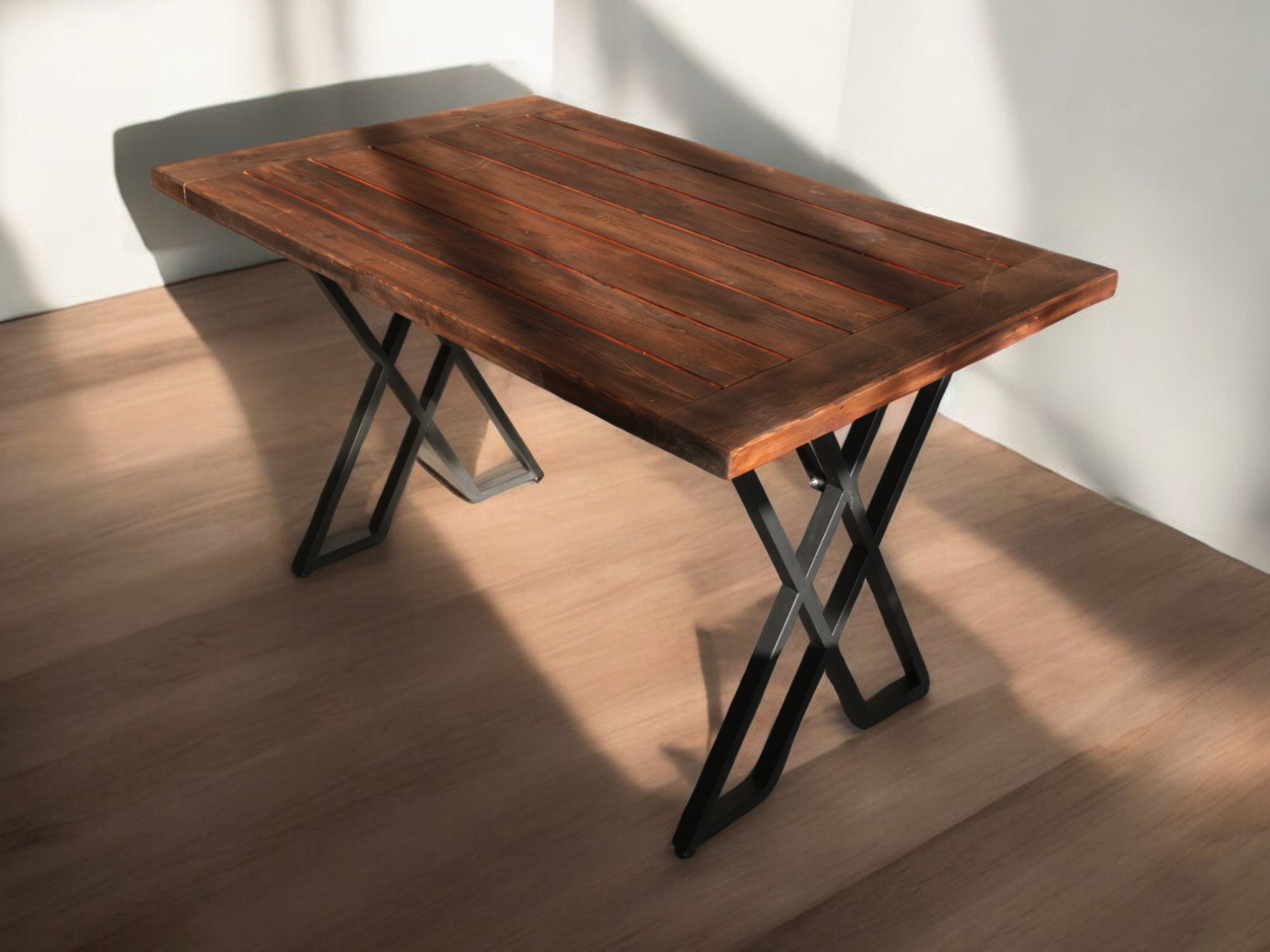 Rustic Wooden Dining Table, Solid Wood Farmhouse Table, Rustic Dining ...