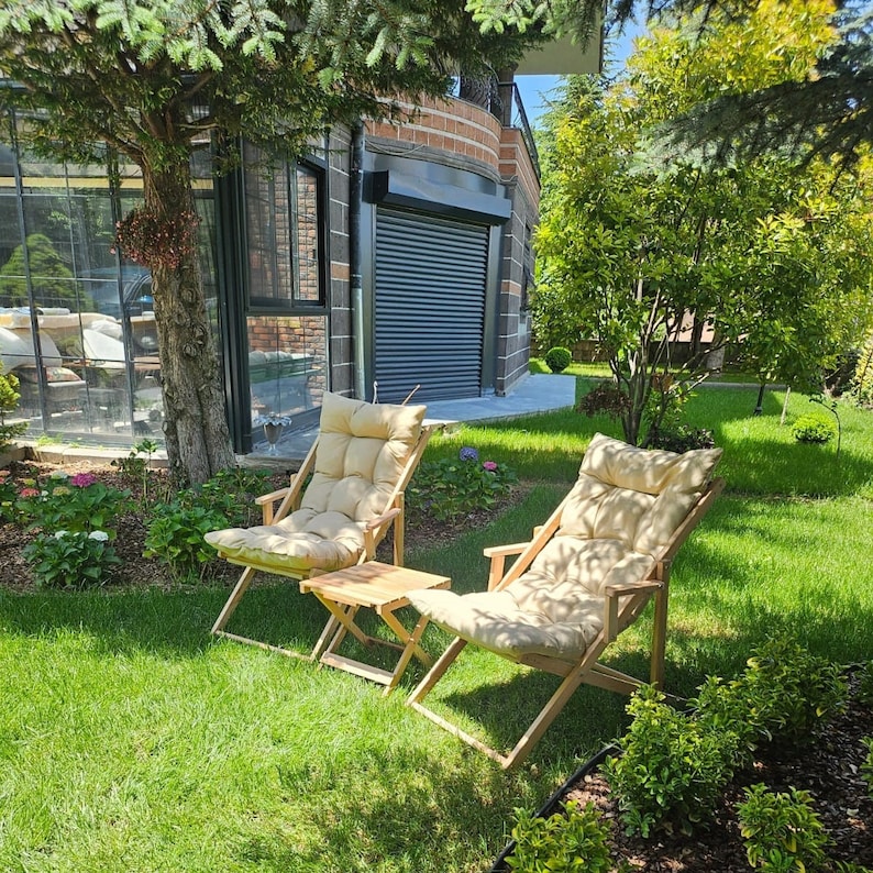Premium Wooden Garden Chair With Armrest, Adjustable Patio Chair ...
