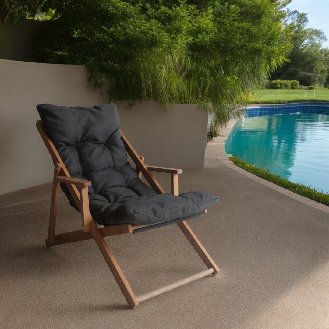 Adjustable Wooden Sun Lounger - Premium Garden Chair - Summer Gift ...