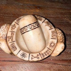 Handmade/ Hand Carved Alabaster Peruvian Shaman Mortar and Pestle. Inca ...
