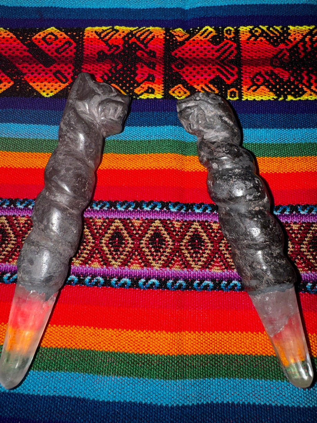Shaman Staff Hand Carved From Meteorite Stone From Peru. Andean Puma or ...