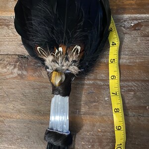 Selenite Goose Feather Smudging Fan/ Shaman Rattle With Crystals Inside ...