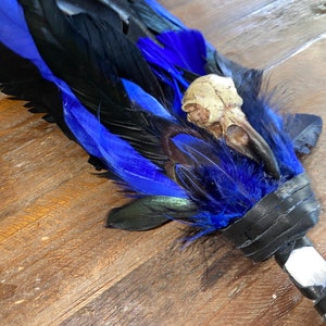 Selenite raven Smudging Fan With Leather Cord Made With Love by Shaman ...