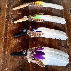 Reiki Chakra Feather Premium Set With Crystal Heart Stones, Faux Suede ...