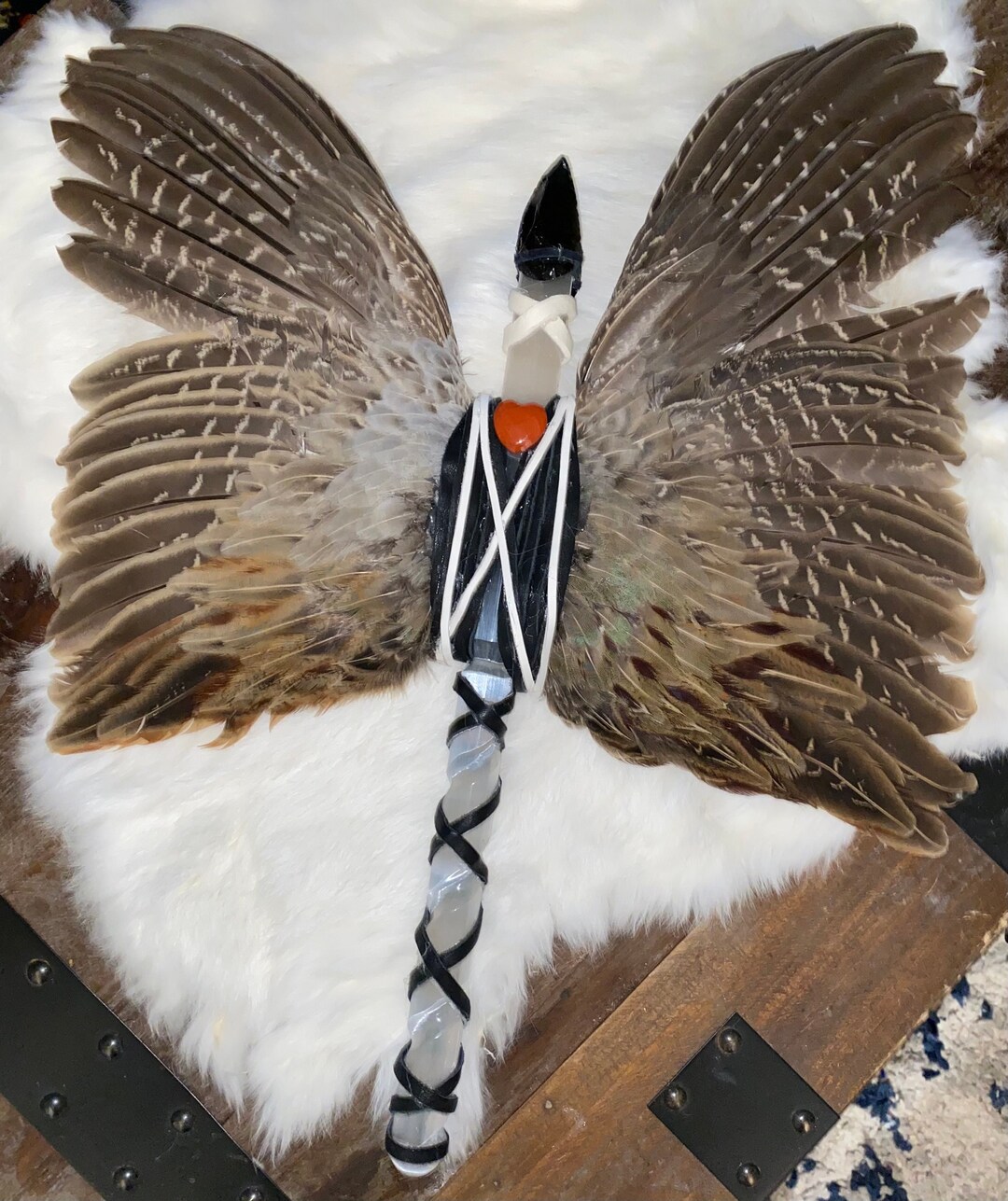 Magical Angel Wand/athame Made With Selenite, Feathers, Obsidian ...