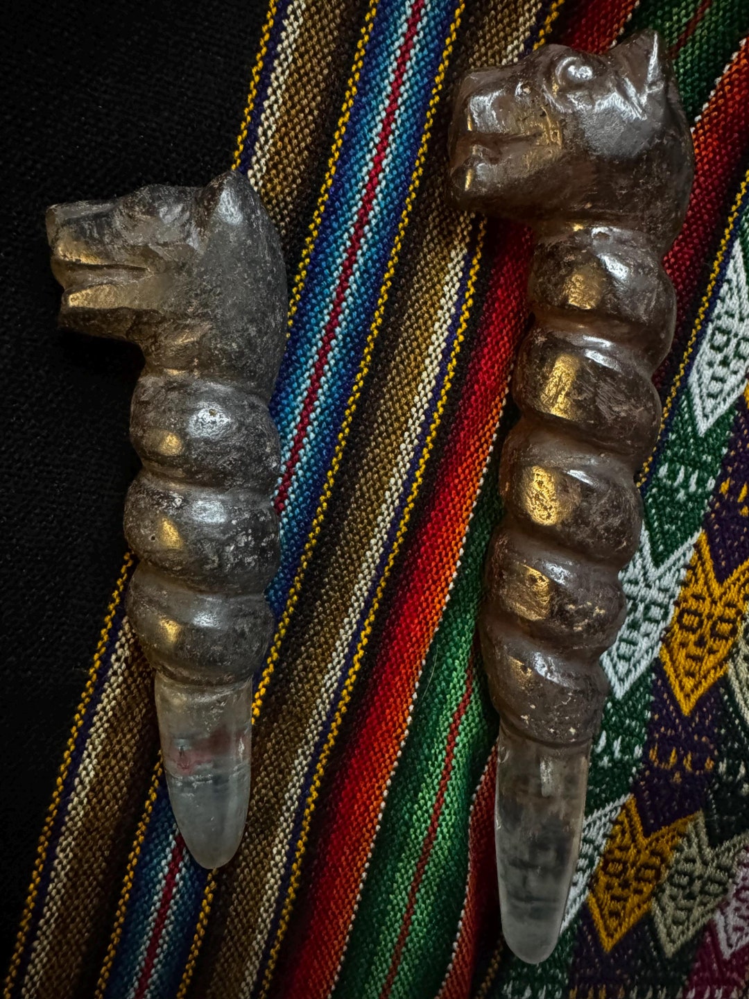 Shaman Staff Hand Carved From Jiwaya, Meteorite Stone From Peru. Andean ...