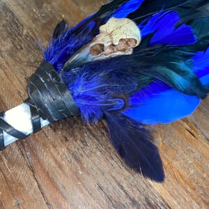 Selenite raven Smudging Fan With Leather Cord Made With Love by Shaman ...