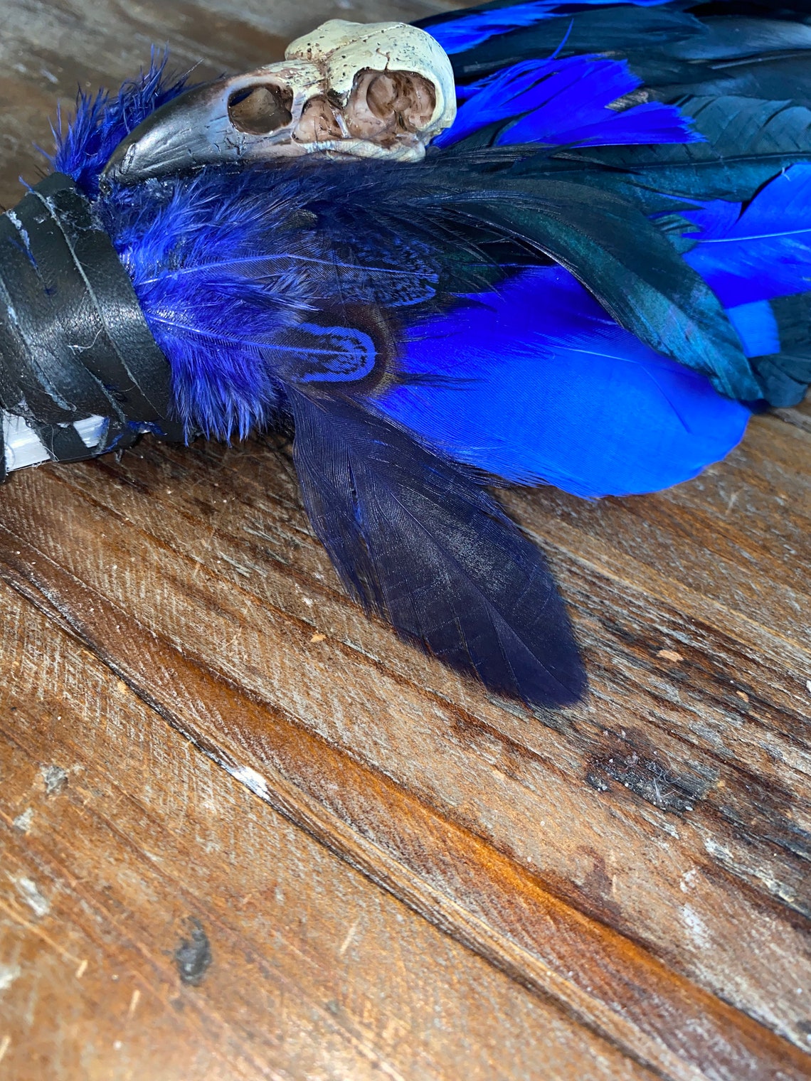 Selenite raven Smudging Fan With Leather Cord Made With Love - Etsy