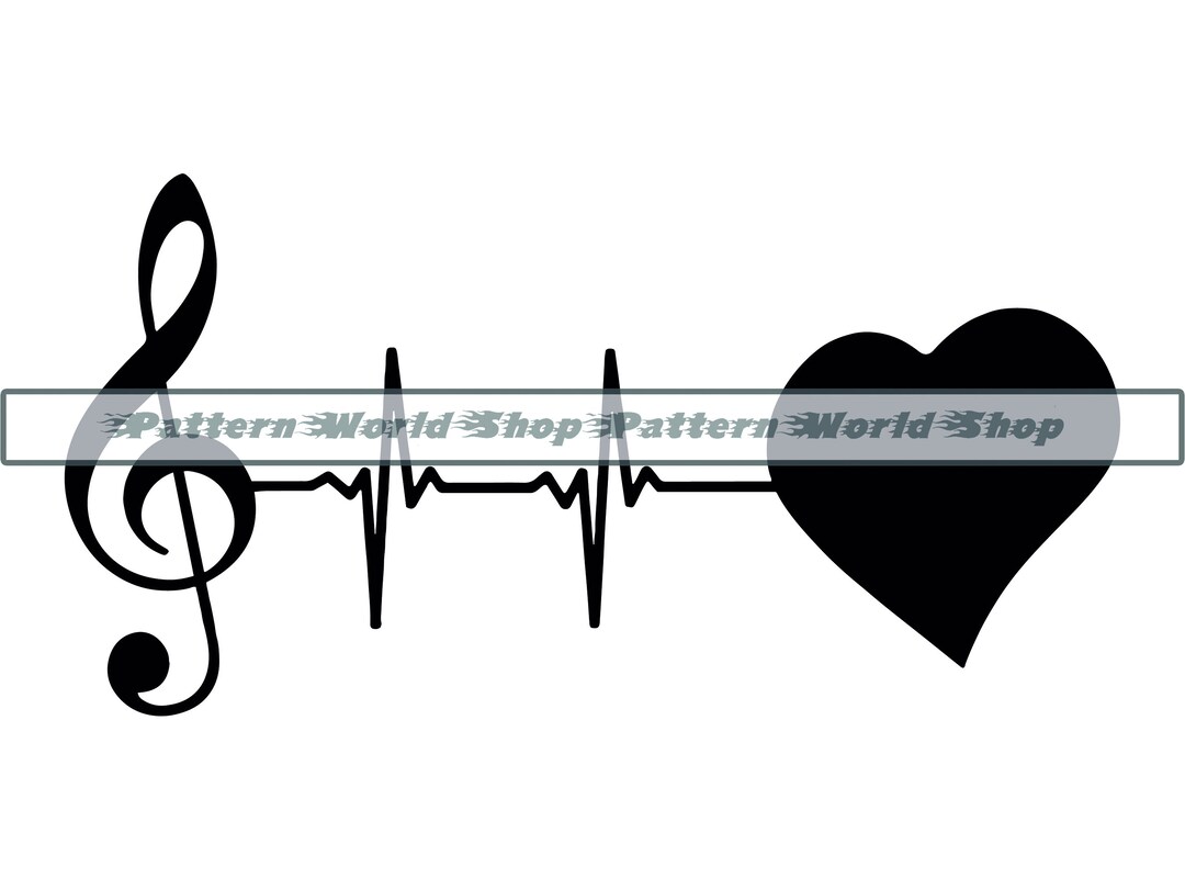 Music Note Heartbeat SVG, Music Lover SVG, Love Music SVG, Music ...
