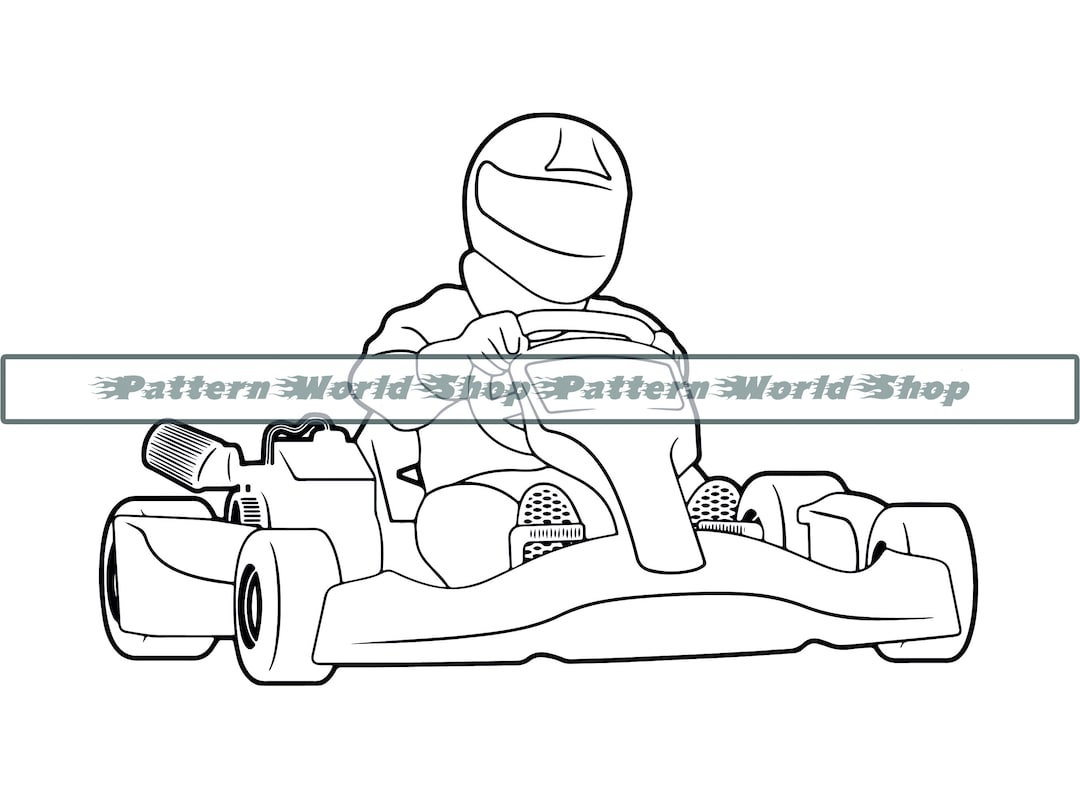 Go Kart Outline SVG, Kart Racing SVG, Karting SVG, Go Kart Clipart, Go ...